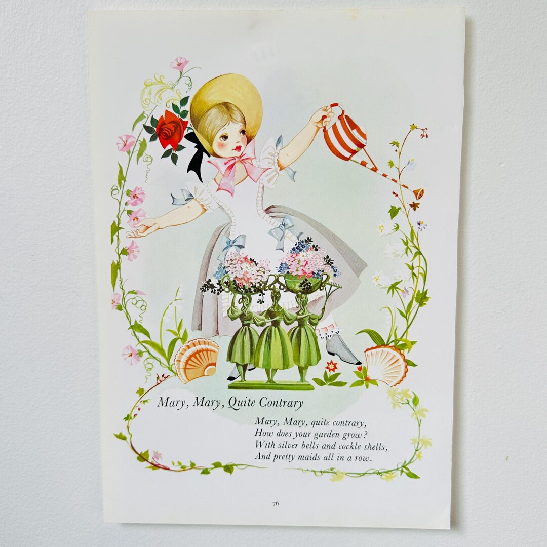 Vintage Nursery Rhyme Illustration | Mary Mary Quite Contrary | Anne ...