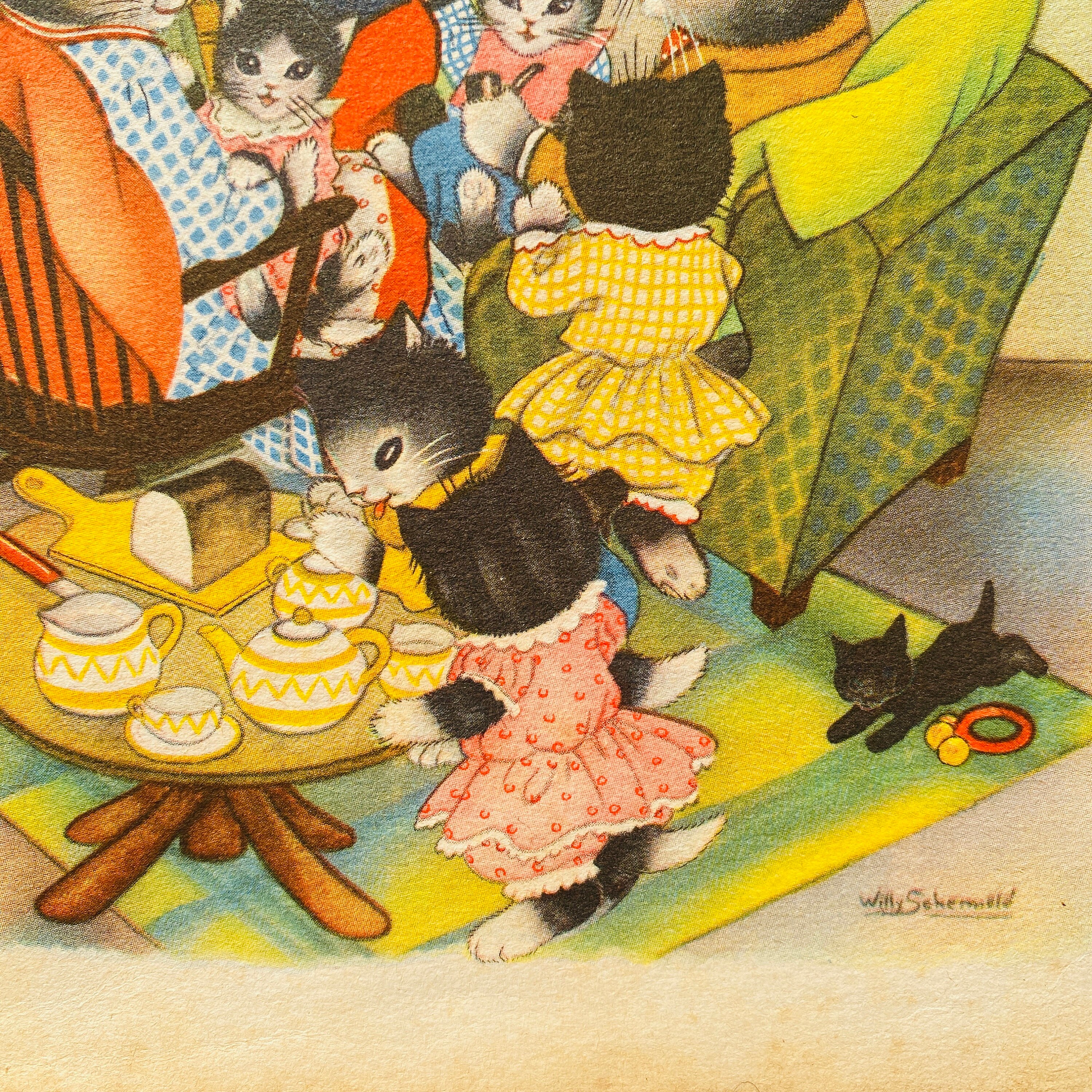 1950s Vintage Willy Schermele Print: Purry and Furry Nursery Wall Art ...
