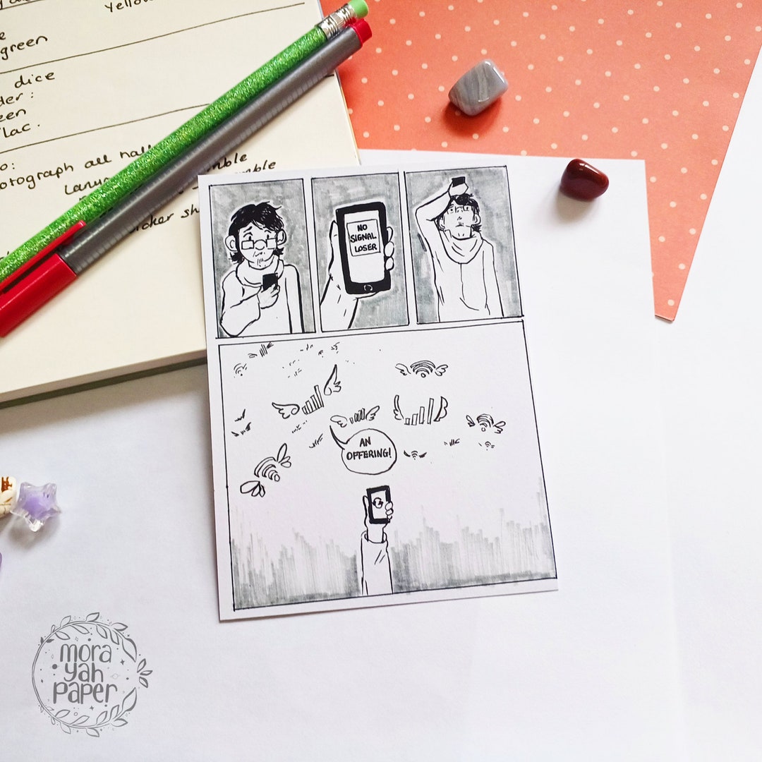 Signal Comic, A6, Funny Comic, Joke Art Print, Black and White Home ...