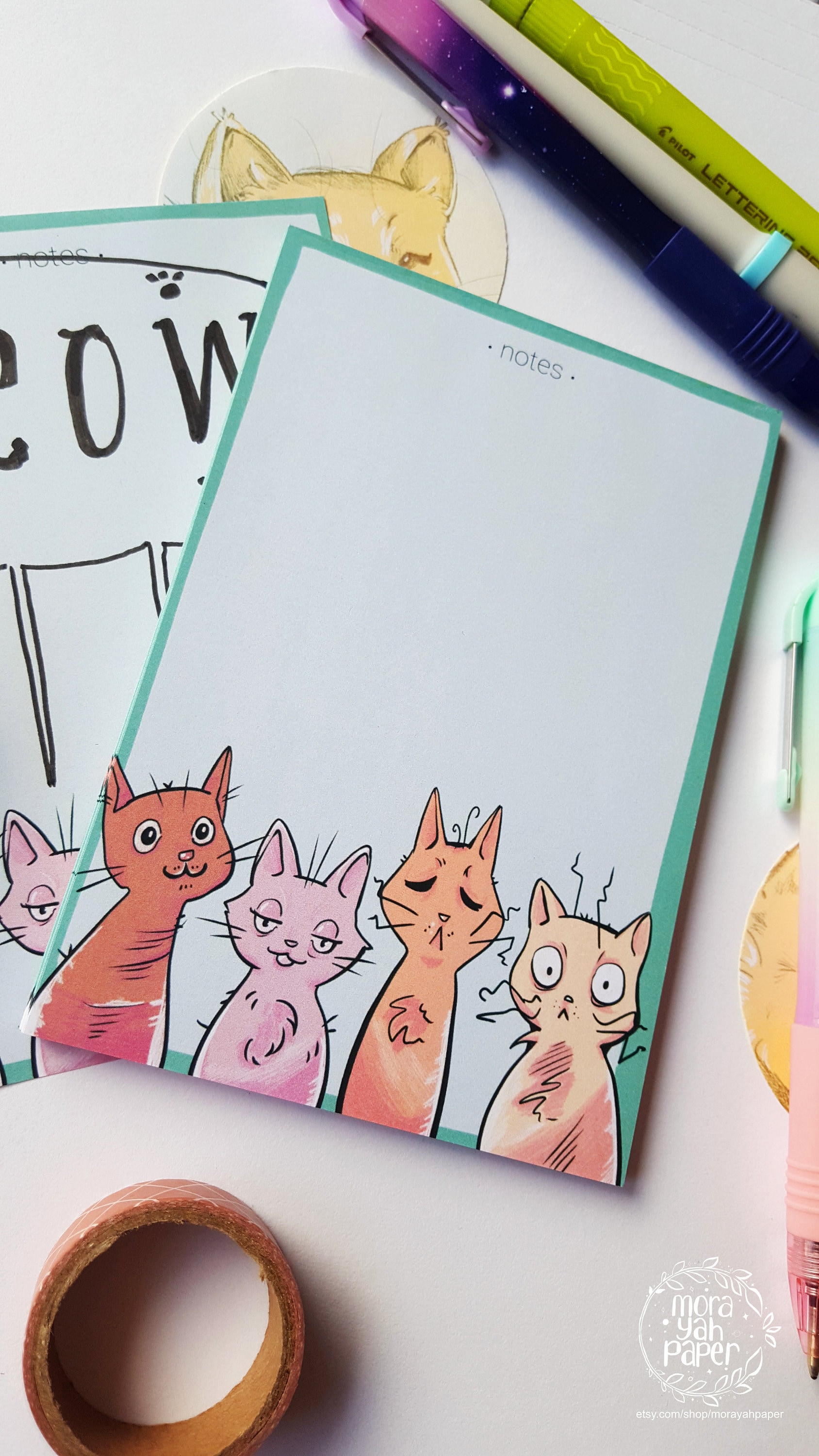 Cute Cat Notepad Cat Stationery Set Kawaii Kitten Silly Cat - Etsy UK