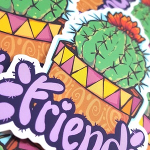 Cactus Friend Sticker, House Plant, Weatherproof, Matte Finish Soft ...