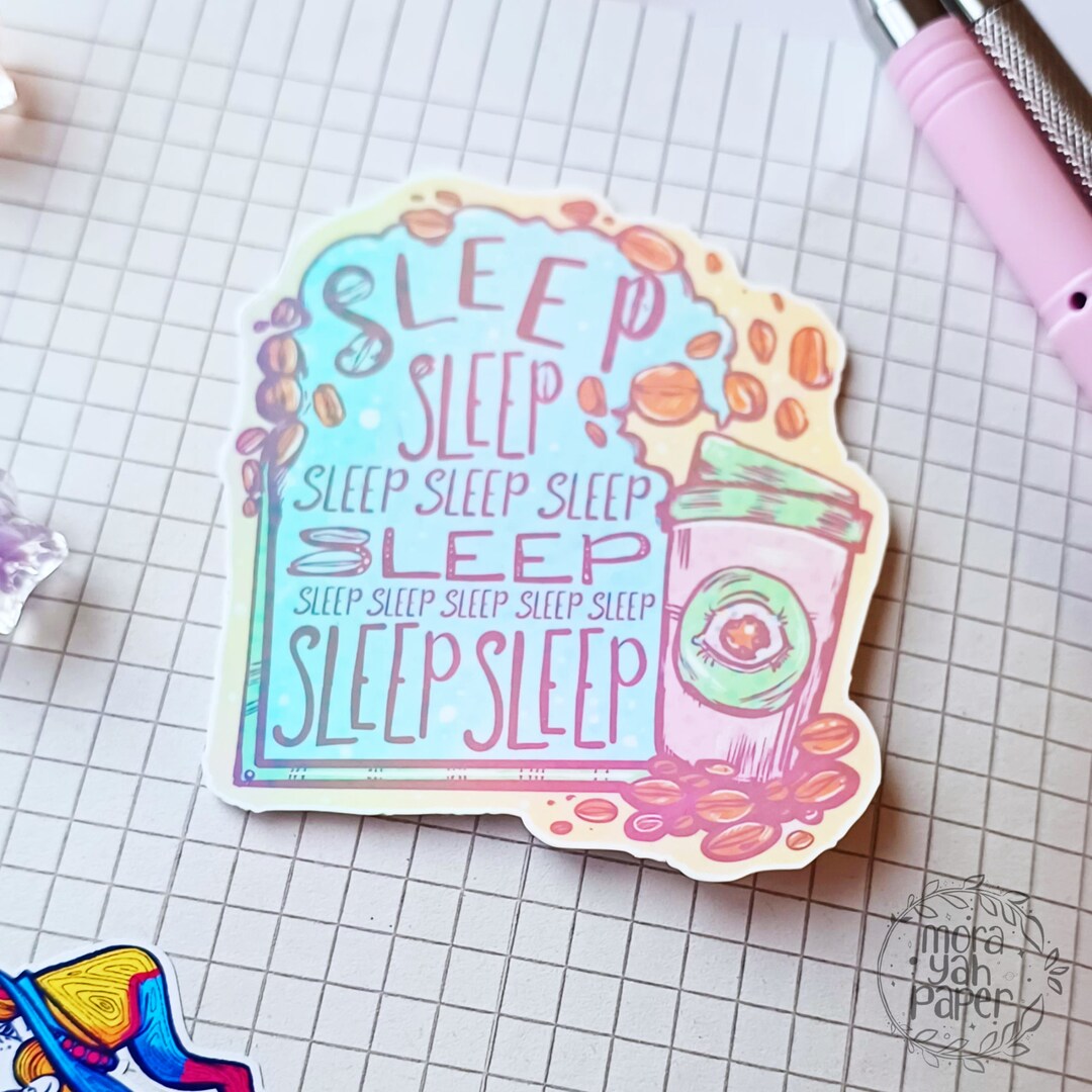 Sleep Sleep Coffee Holographic Sticker Splash-proof Coffee - Etsy