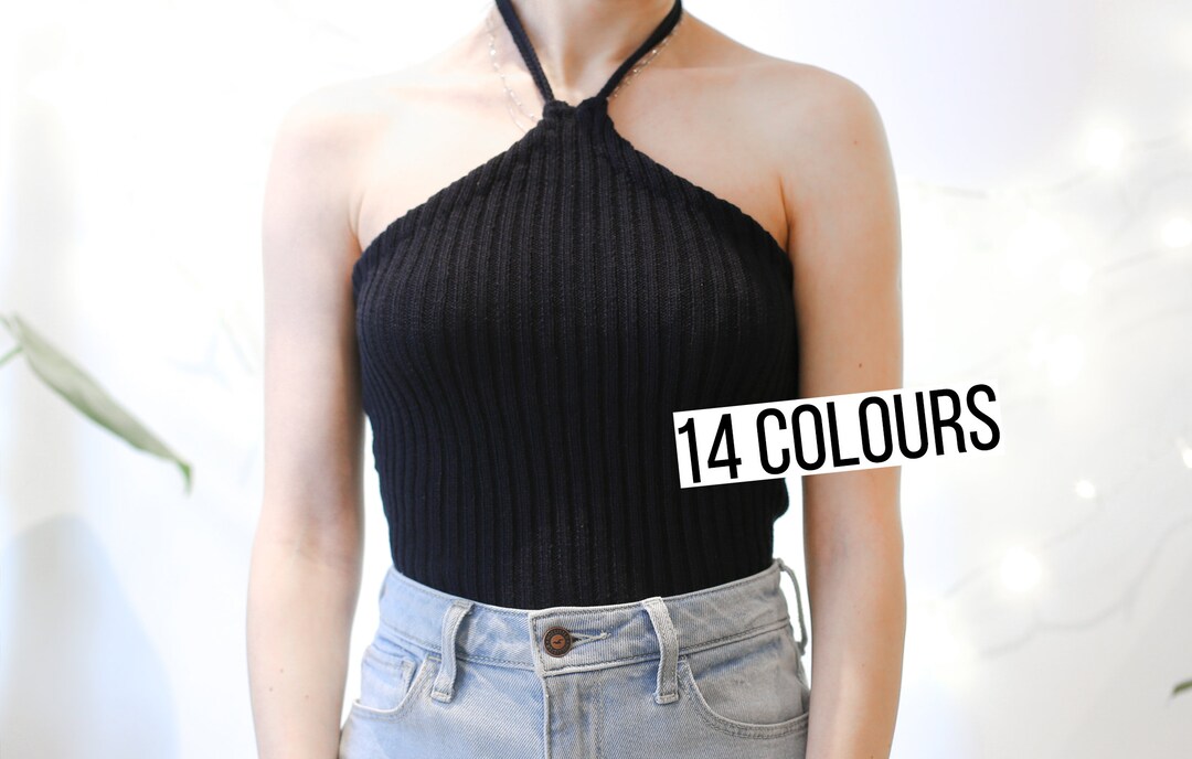 Handmade Ribbed HALTER Top 16 Colour Options, Cute, Comfortable ...