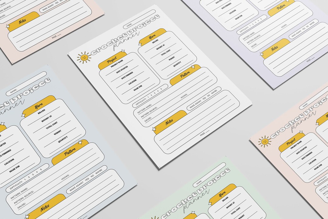 A4 Crochet Planner (5 Colors!) - Printable PDF File Digital Template - Project Planner for ...