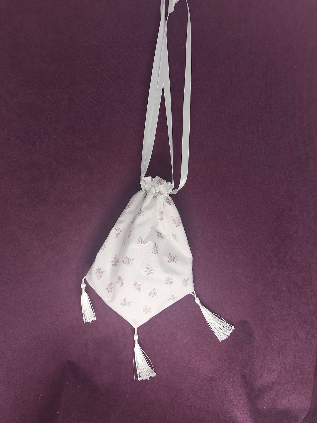 White Floral Reticule - Etsy