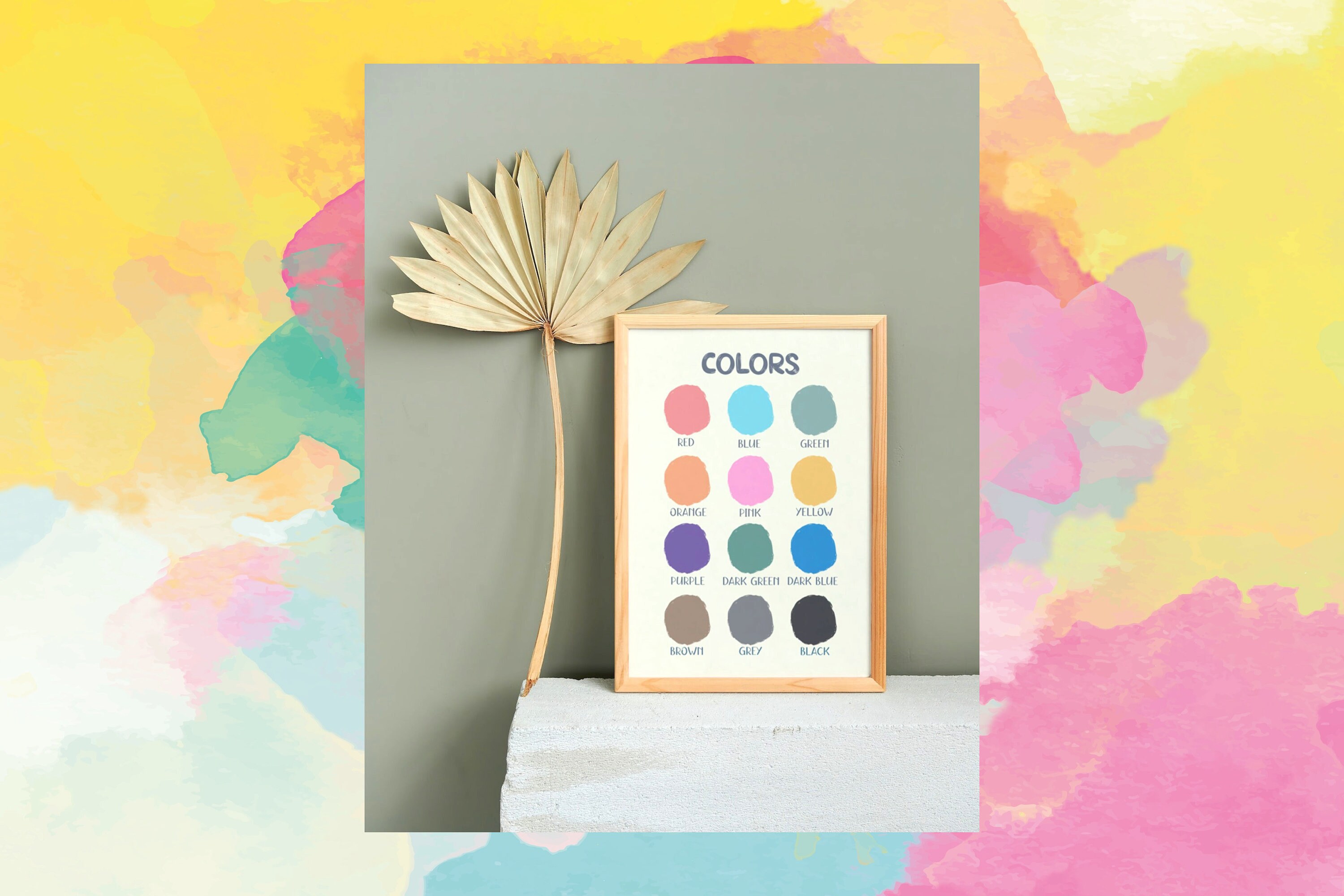 Educational Colors Poster, Printable Wall Art, Rainbow Classroom Decor ...