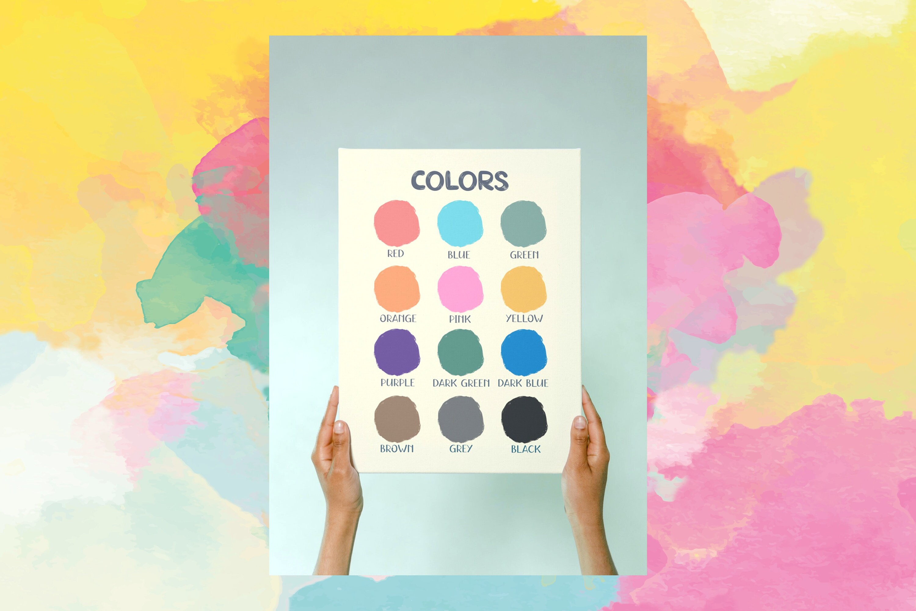Educational Colors Poster, Printable Wall Art, Rainbow Classroom Decor ...