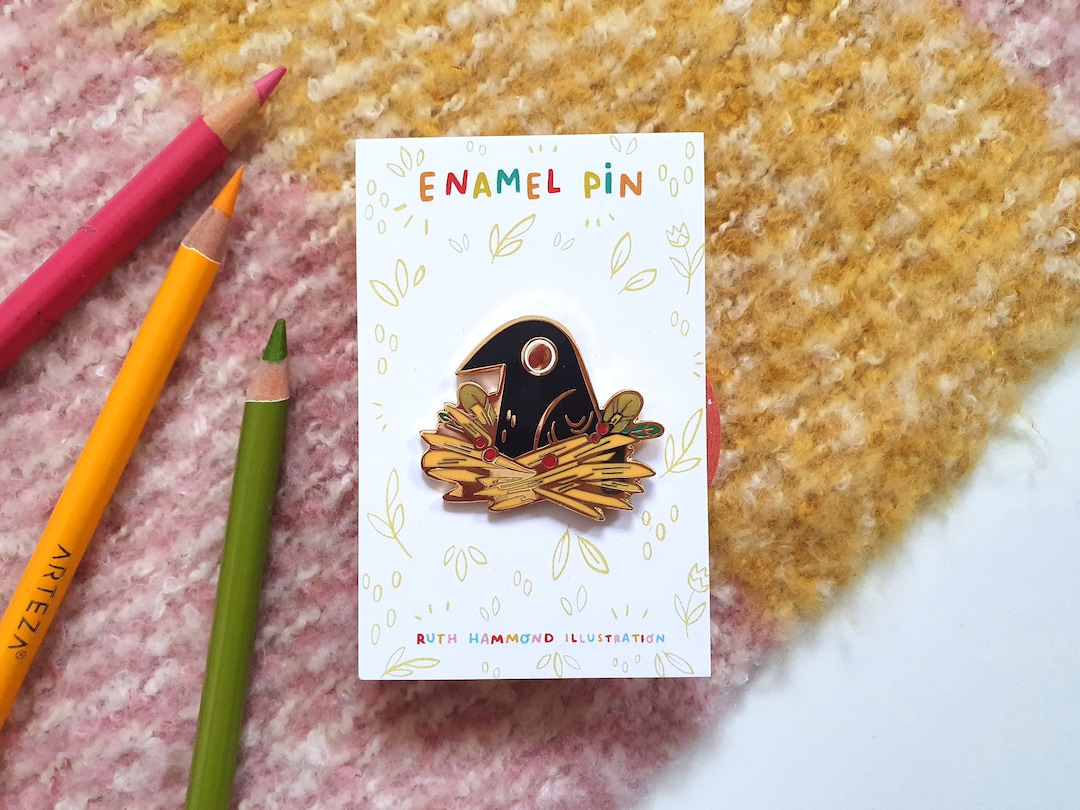 Little Raven Enamel Pin, Enamel Pin, Blackbird Pin, Animal Pin, Raven ...