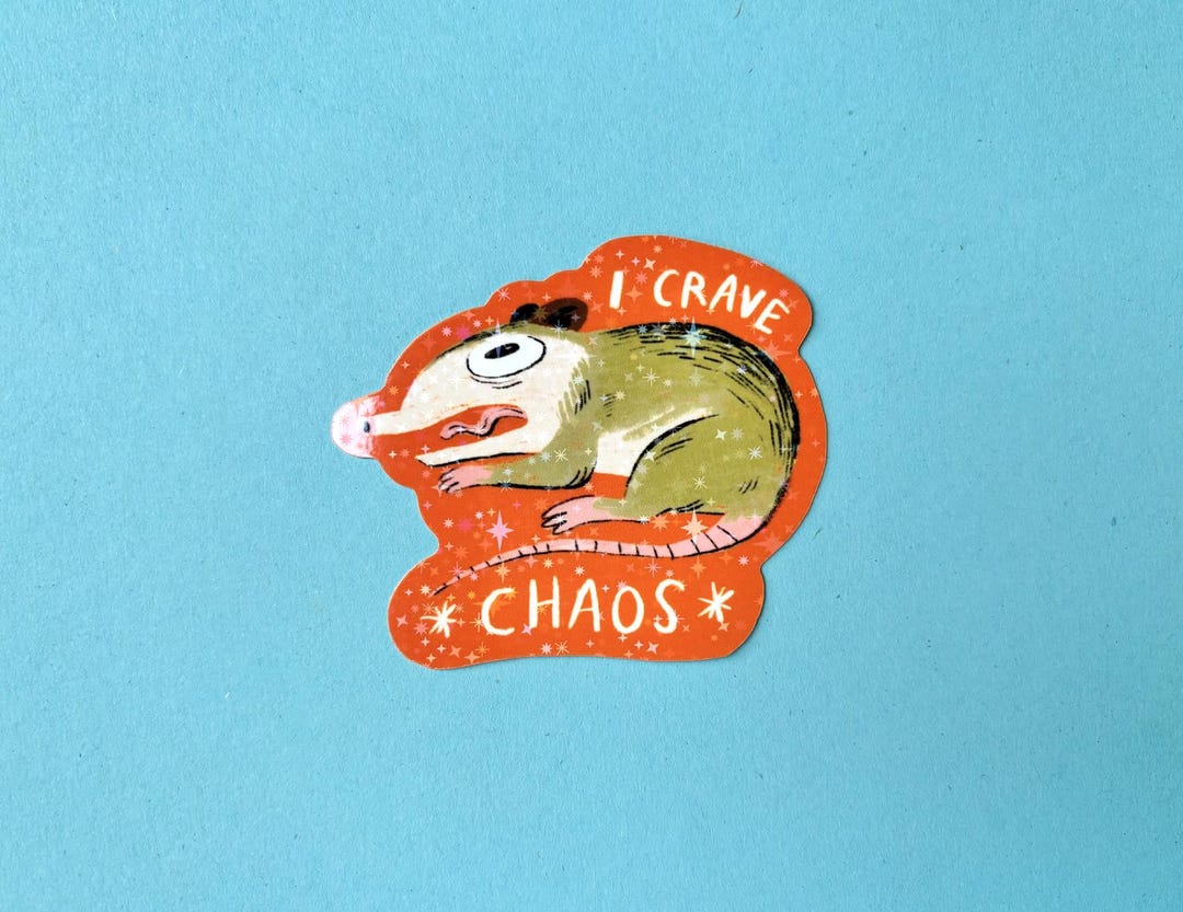 Large Chaos Possum Sticker, Mood, Animal, I Crave Chaos, Funny ...