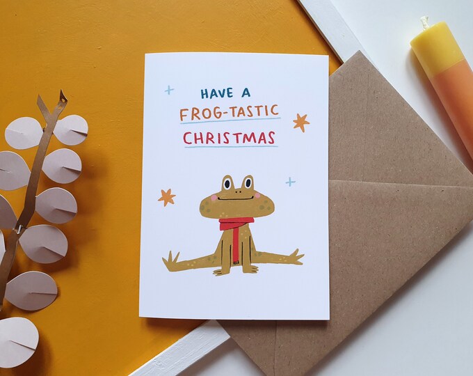 Have a Frog-tastic Christmas Card, Greetings Card, Frog in a Scarf ...