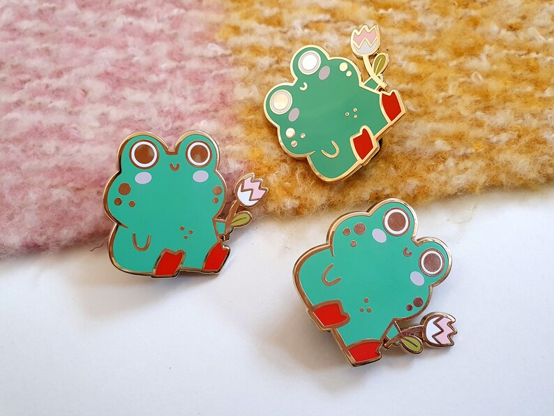 Flower Frog Enamel Pin, Enamel Pin, Frog Pin, Animal Pin, Teacup Pin ...