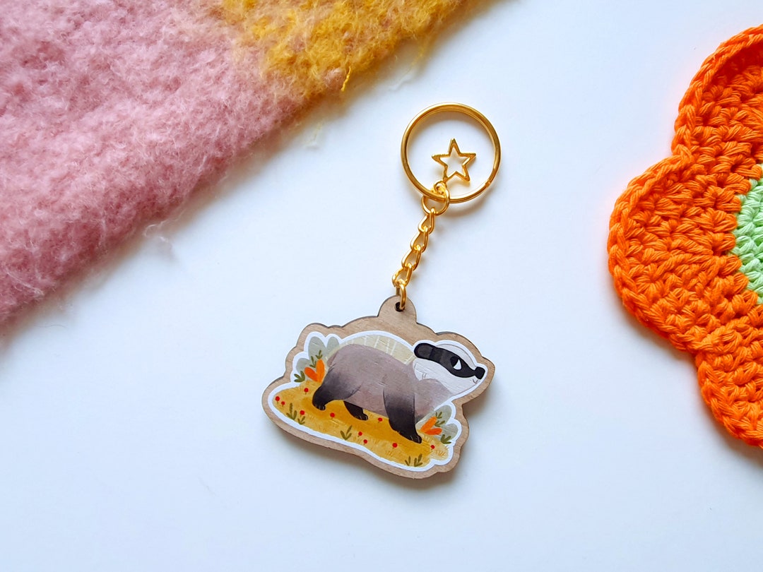 Spring Badger Keyring, Wooden Keyring, Key Accessory, Keys, Wooden ...