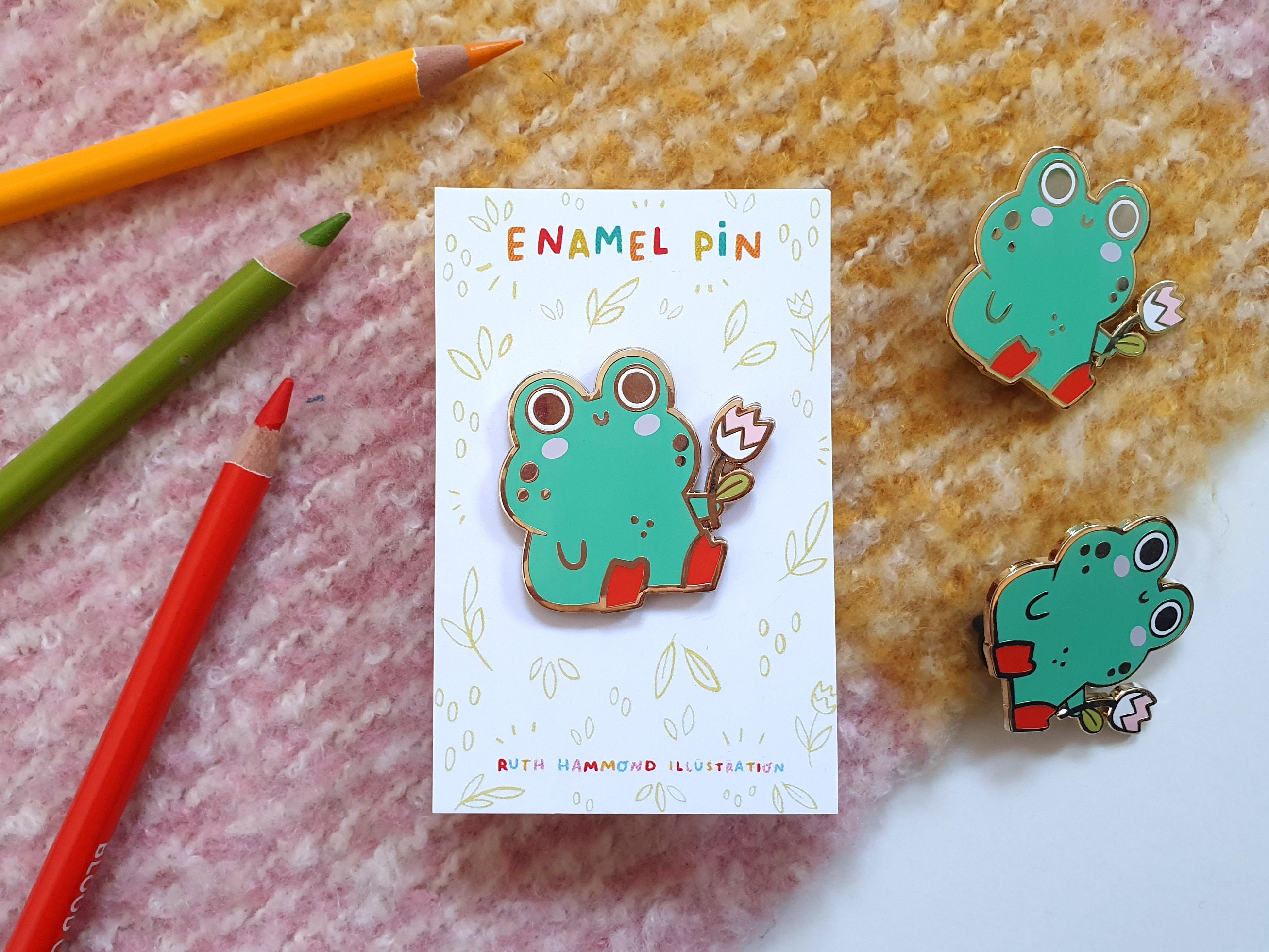 Flower Frog Enamel Pin, Enamel Pin, Frog Pin, Animal Pin, Teacup Pin ...