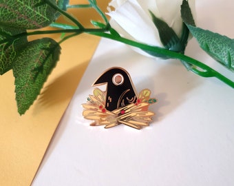 Raven Enamel Pin | Etsy