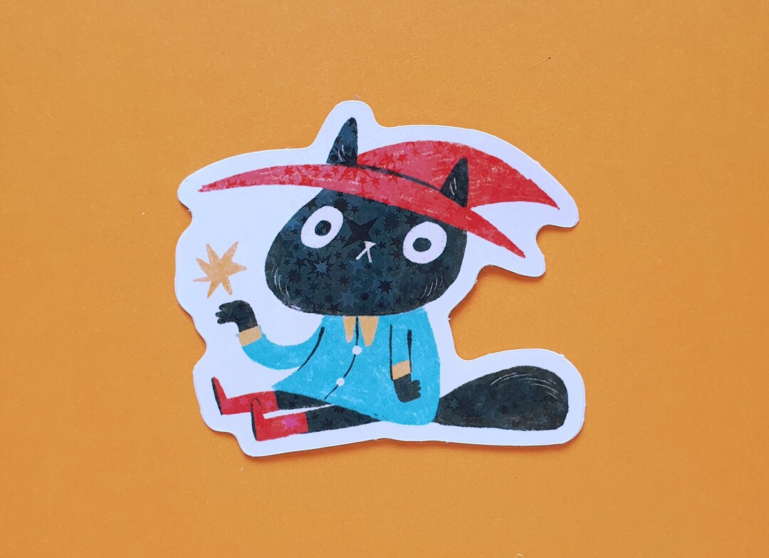 Wizard Cat Sticker, Raven Sticker, Animal, Skull, Funny Sticker, Animal ...
