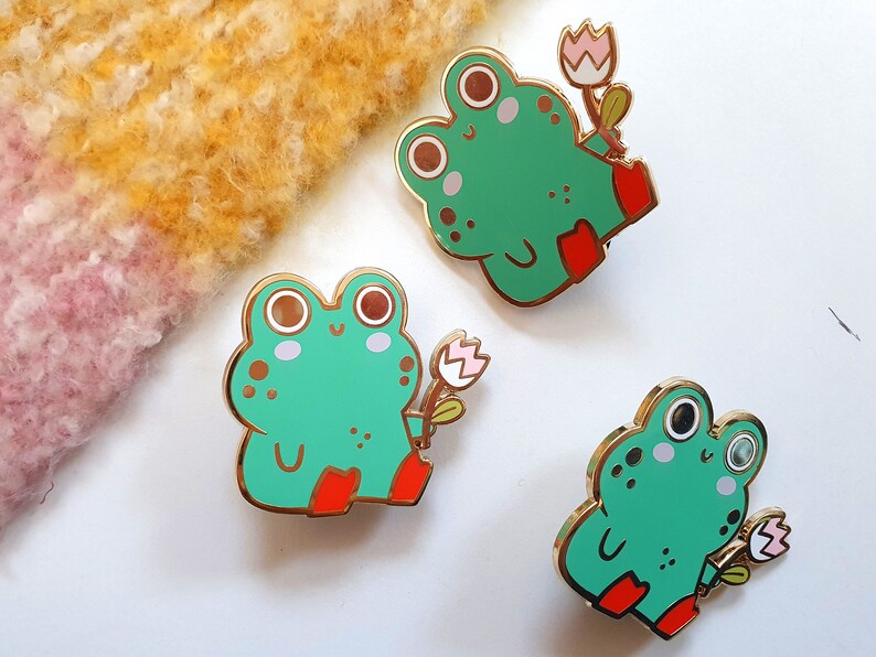 Flower Frog Enamel Pin, Enamel Pin, Frog Pin, Animal Pin, Teacup Pin ...
