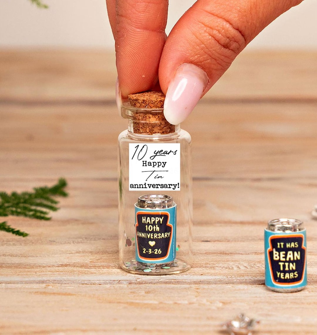 10th Tin Anniversary Gift – Mini Bottle With Personalized Names and ...