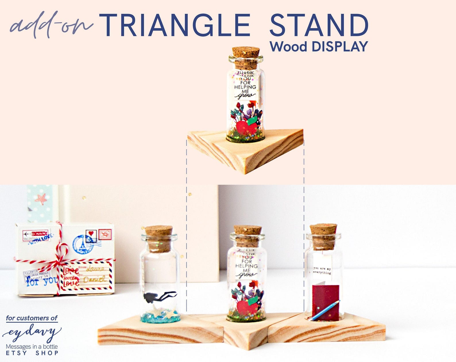 Triangular Base for Display Message in a Bottle. Personalized Display ...