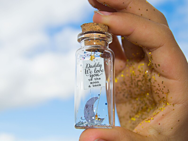 Fathers Day Gift Love You to the Moon & Back. Tiny Message in - Etsy