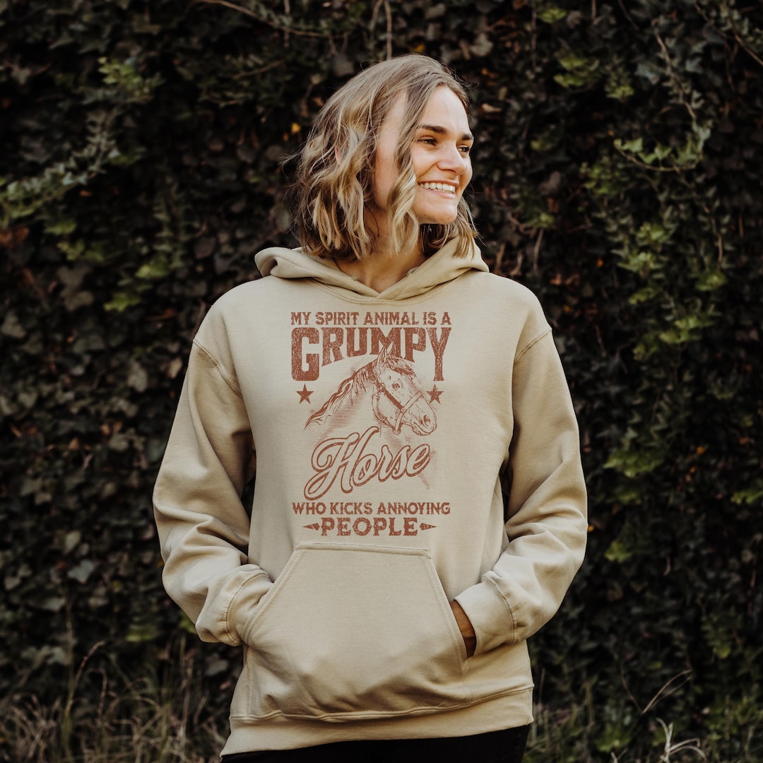 Funny Grumpy Horse Hoodie - Spirit Animal - Horse Lover Gift - Etsy