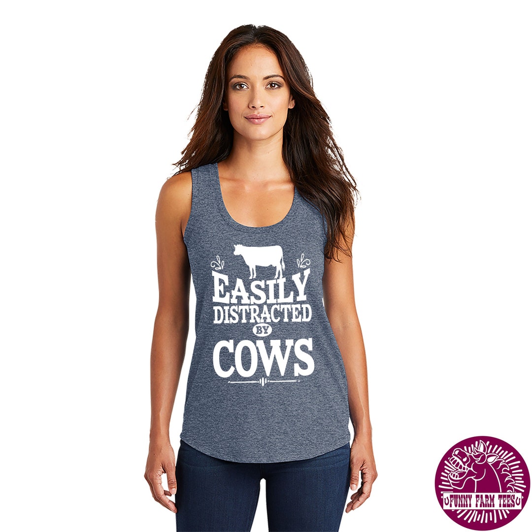 Cow Tank Top, Easily Distracted by Cows Tank Top, Cow Lover Tank Top ...