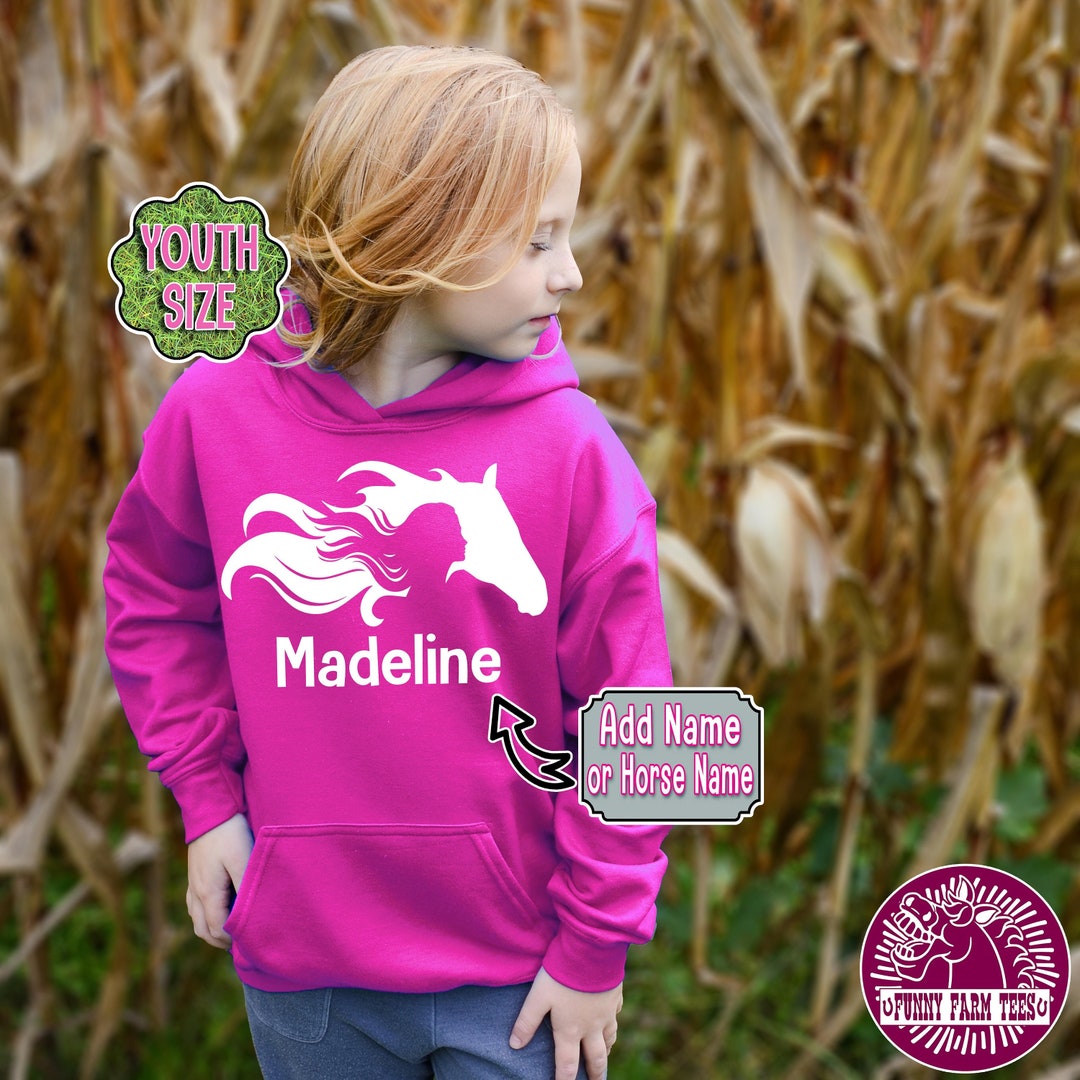 Personalized Girl's Horse Hoodie, Horse Head, Horse & Girl Silhouette ...