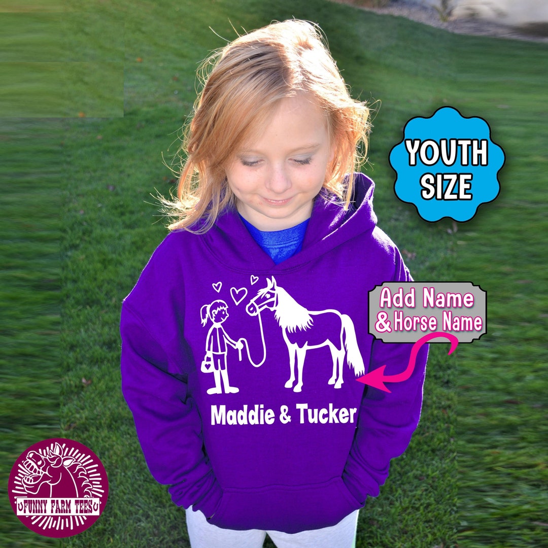 Custom Girl's HORSE Hoodie, Personalized Horse Hoodie, Girl and Her ...