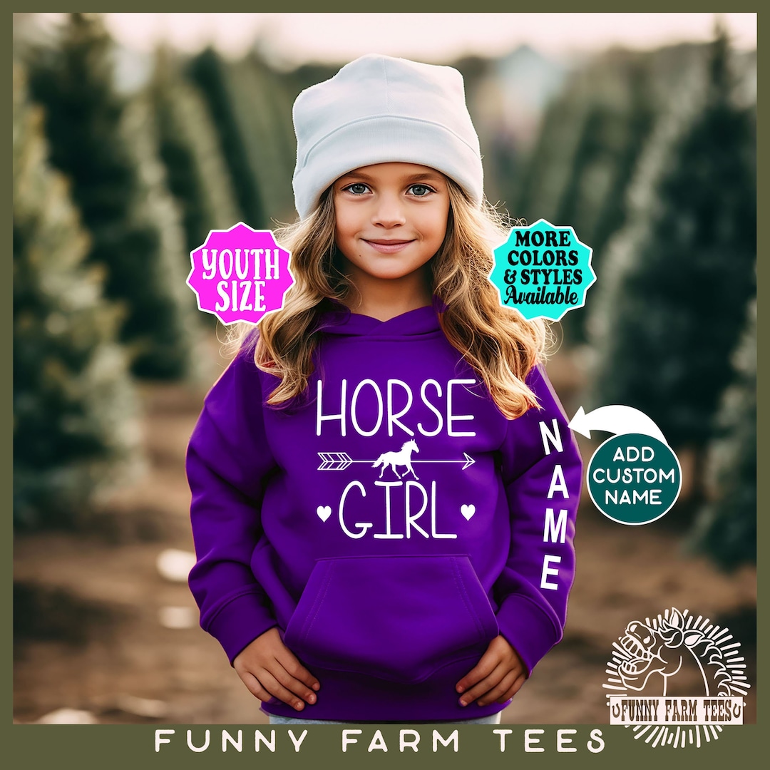 Girl's Custom Horse Hoodie, Horse Girl Hoodie, Equestrian, Cowgirl ...
