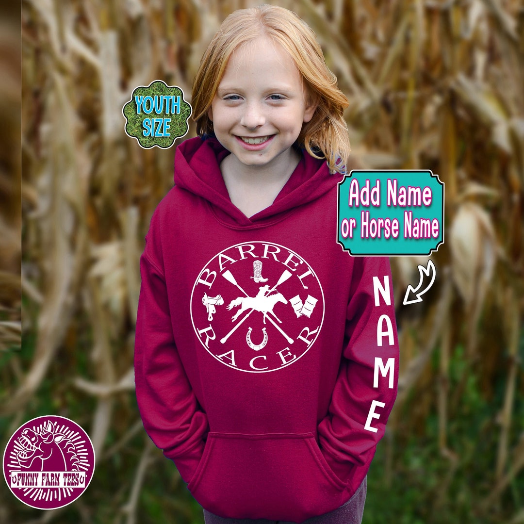 Girl's Barrel Racing Hoodie, YOUTH Barrel Racer Hoodie, rodeo, Cowgirl ...