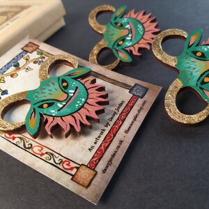 Devil Brooch Hand Painted Pin Laser Cut Wooden Handmade Demon - Etsy