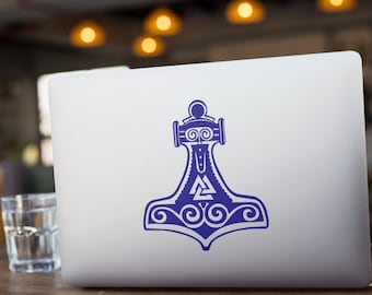 Mjolnir Hammer Laptop Sticker, Norse, Viking Laptop Sticker, Thor ...