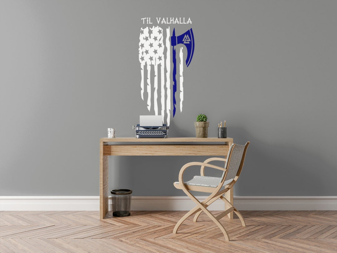 Viking Decal, Til Valhalla Sticker, Viking Retro USA Flag Decal ...
