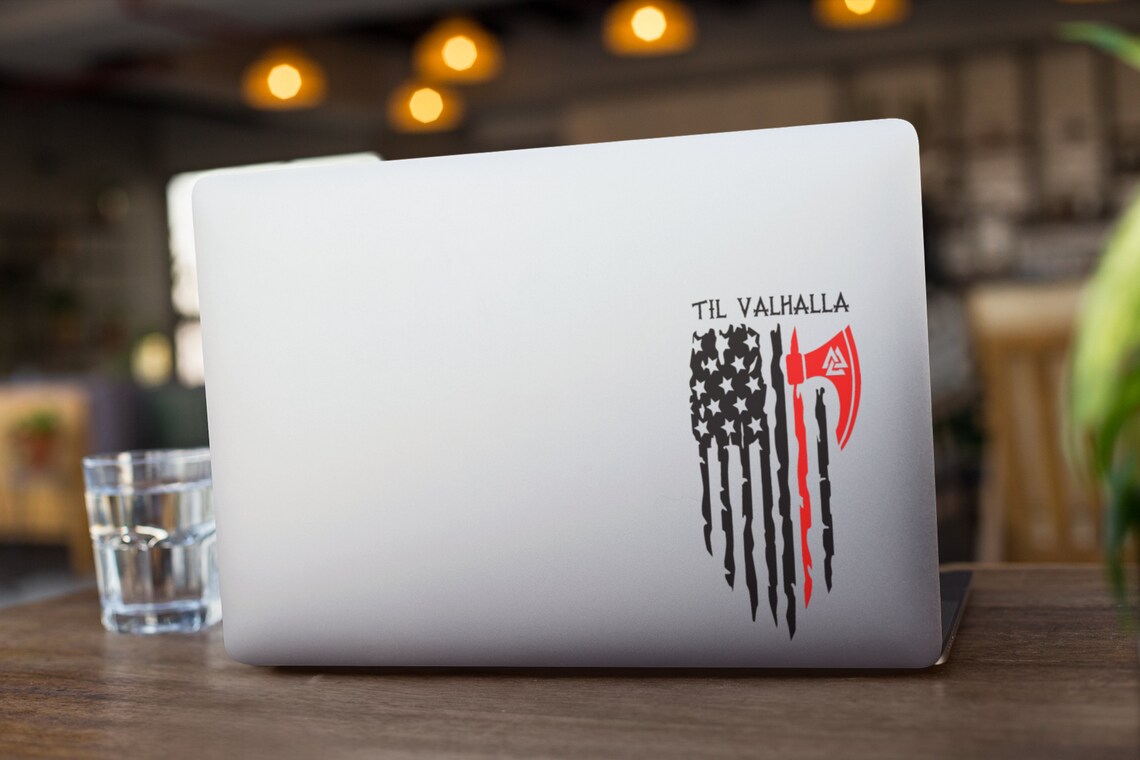 Viking Decal Til Valhalla Sticker Viking Retro USA Flag - Etsy