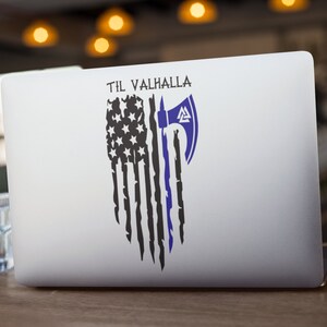 Viking Decal, Til Valhalla Sticker, Viking Retro USA Flag Decal ...