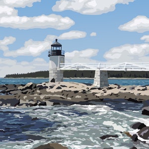 Marshall Point Light - Maine - Lighthouse Art - Graphic Art Print - Etsy
