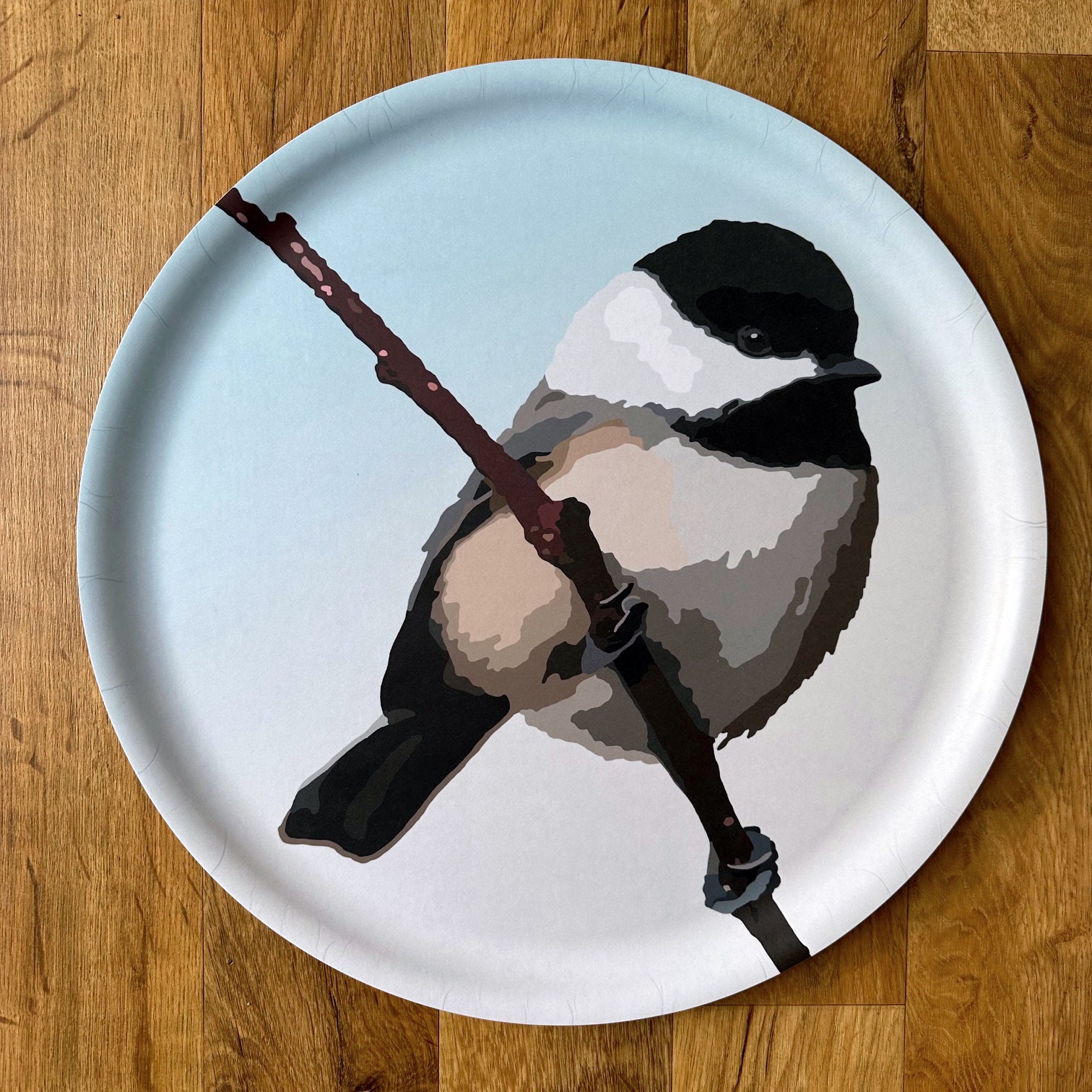 Chickadee Round Birchwood Tray Serving Platter Wall Art - Etsy