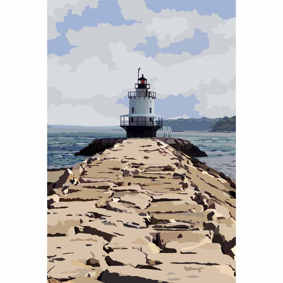 Spring Point Ledge Lighthouse - Maine - Lighthouse Art - Graphic Art ...