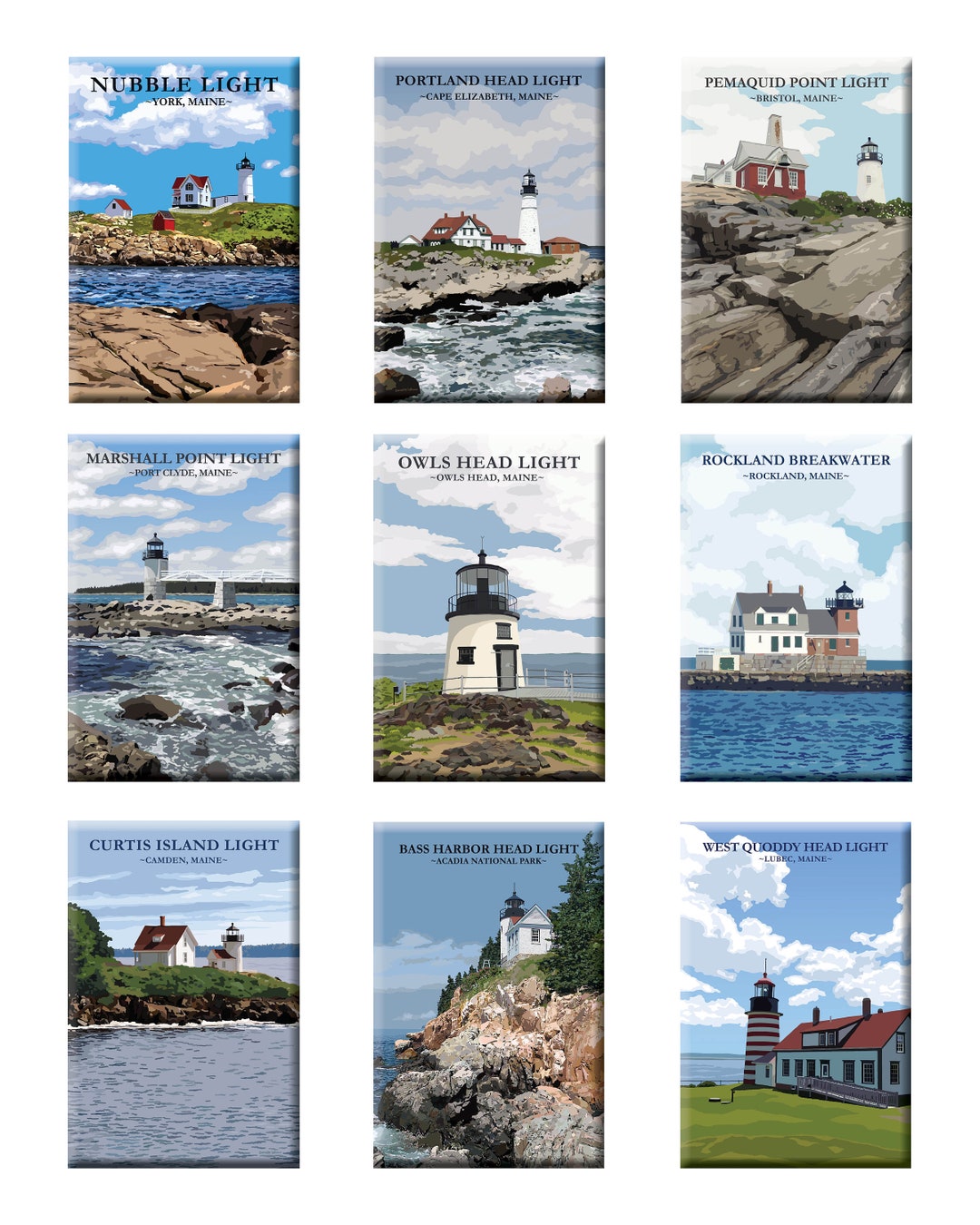 Maine Lighthouse Acrylic Magnets - Etsy