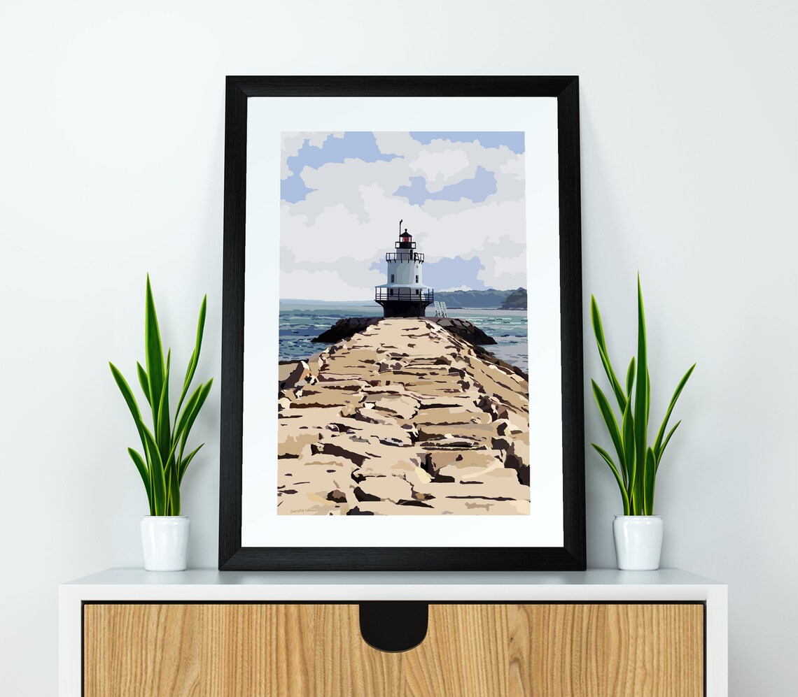 Spring Point Ledge Lighthouse Maine Lighthouse Art | Etsy