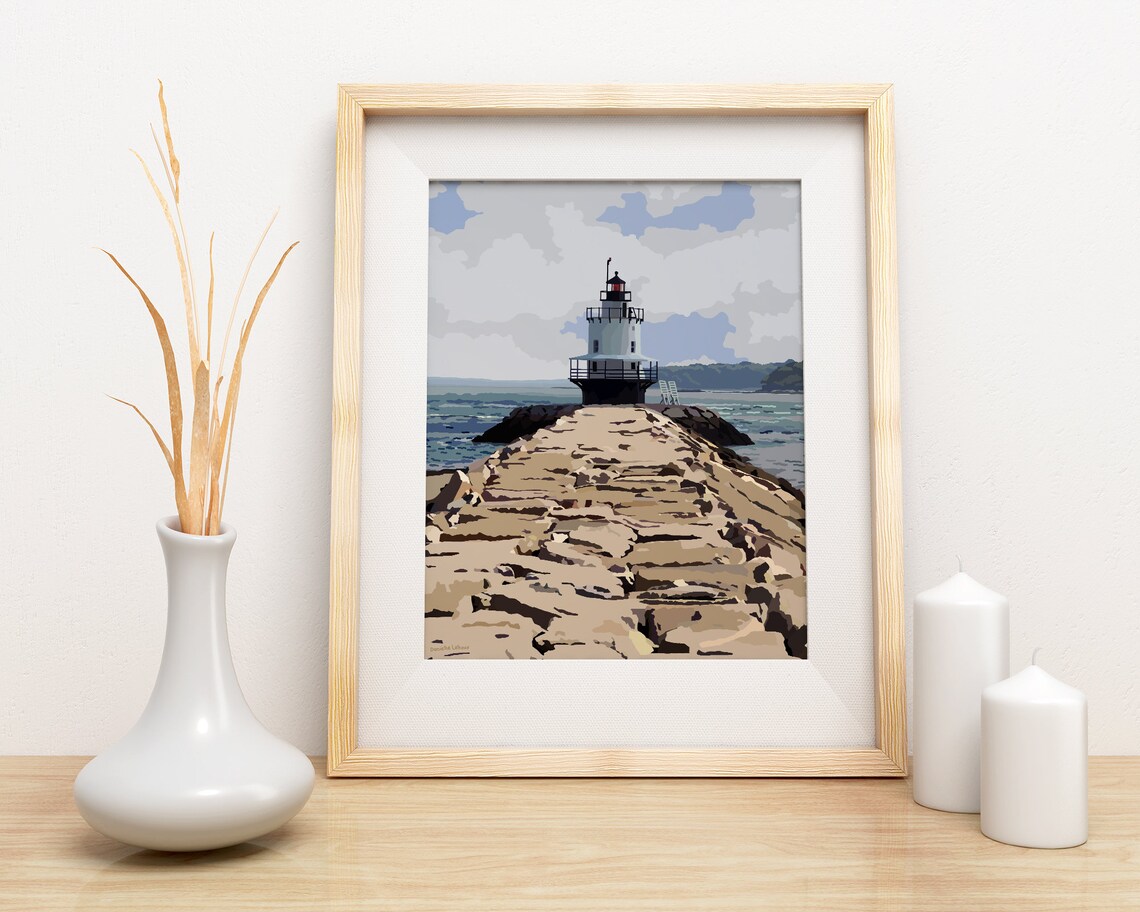 Spring Point Ledge Lighthouse Maine Lighthouse Art | Etsy