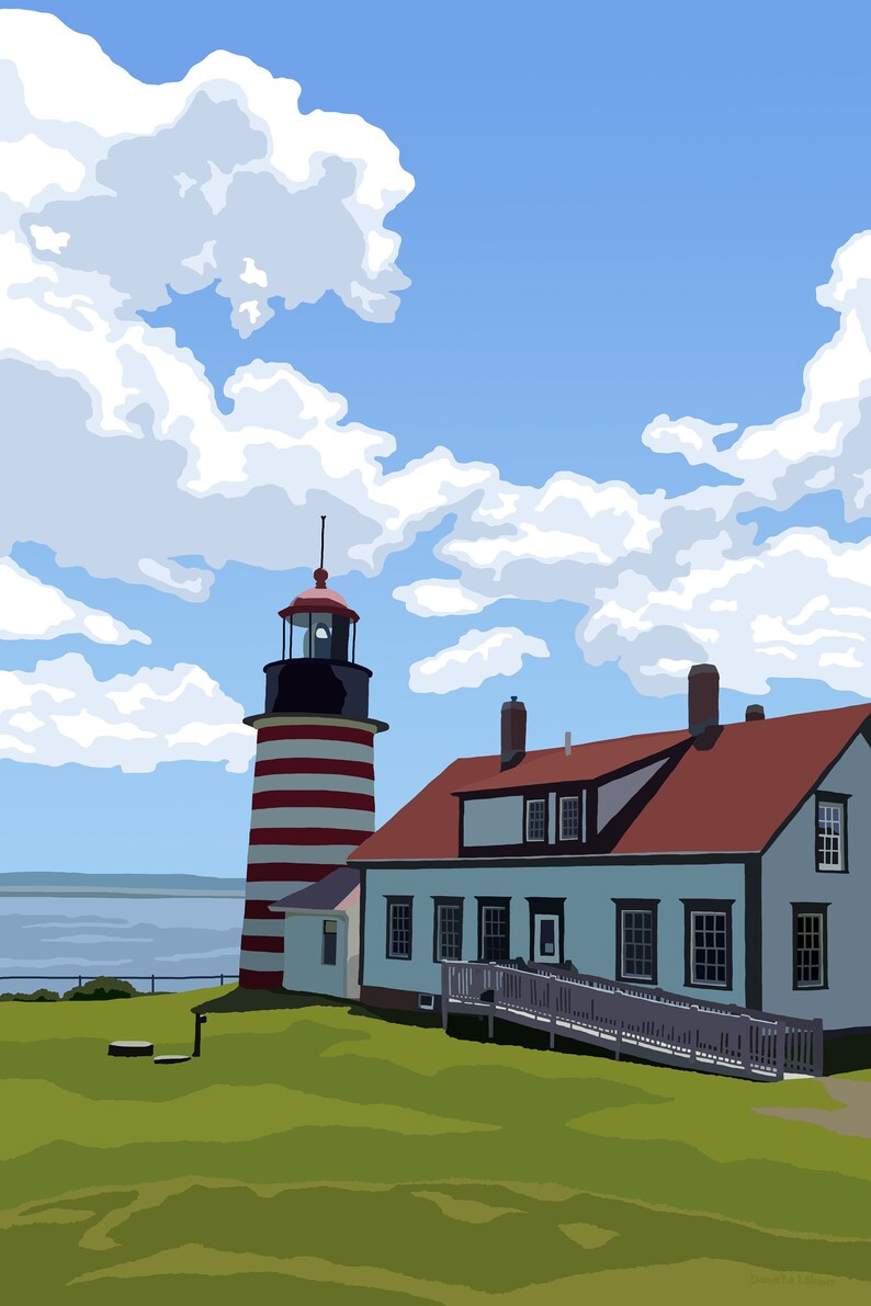 West Quoddy Head Light - Maine - Lighthouse Art - Graphic Art Print - Etsy