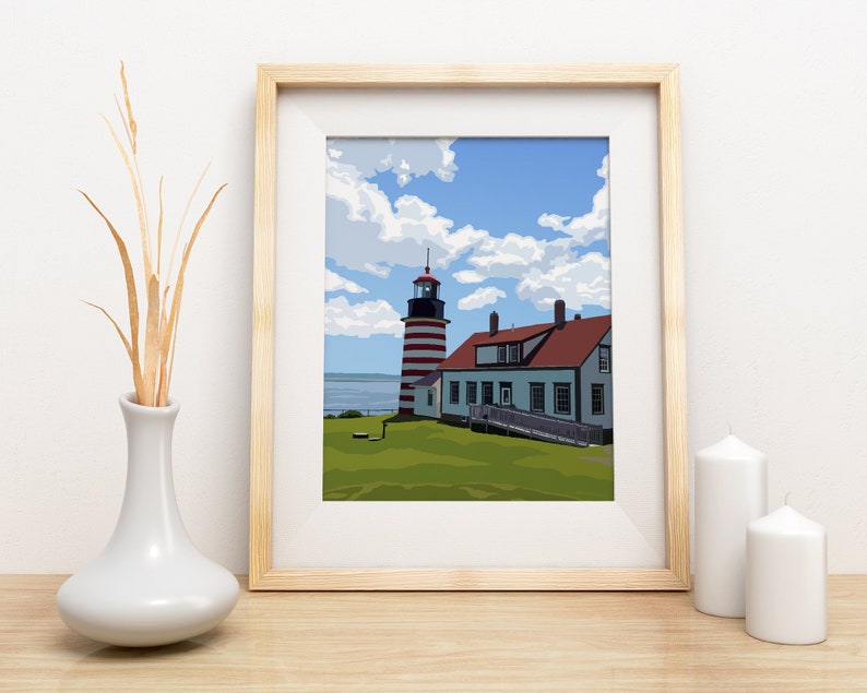 West Quoddy Head Light - Maine - Lighthouse Art - Graphic Art Print - Etsy
