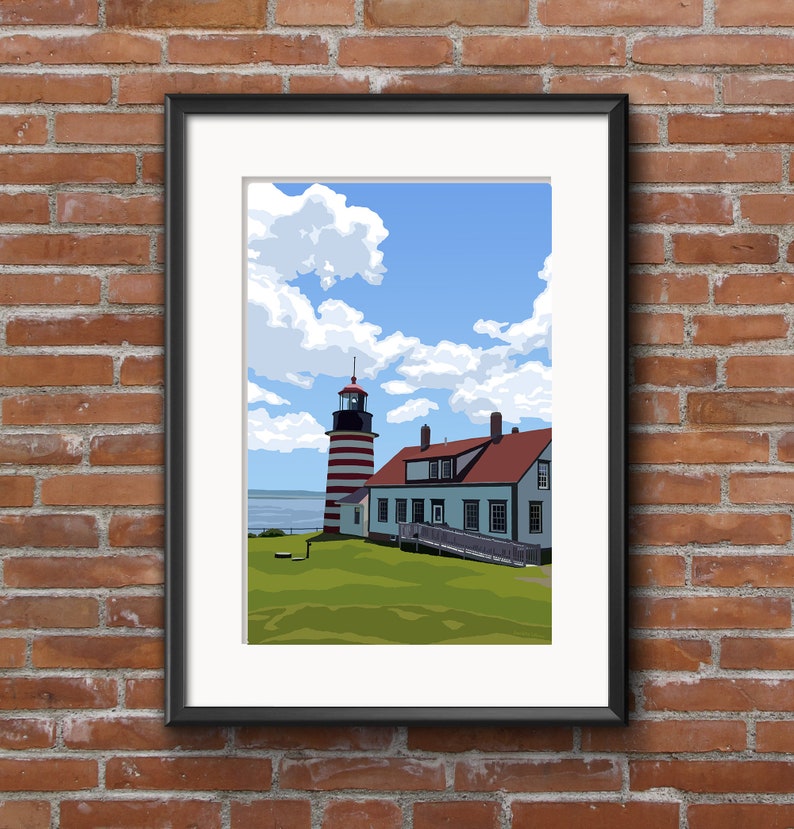West Quoddy Head Light - Maine - Lighthouse Art - Graphic Art Print - Etsy