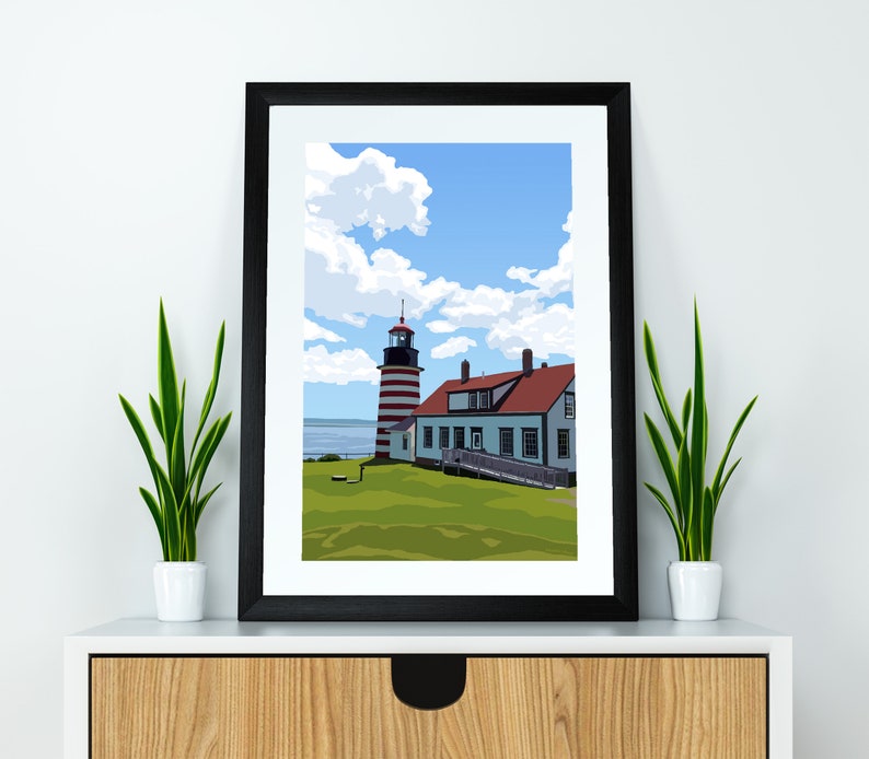 West Quoddy Head Light - Maine - Lighthouse Art - Graphic Art Print - Etsy