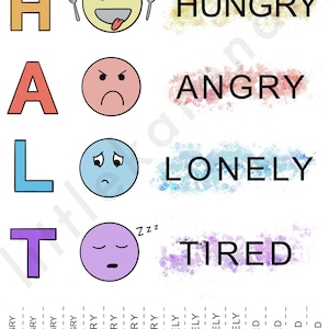 Choose-a-feeling: HALT Feelings Chart - Etsy