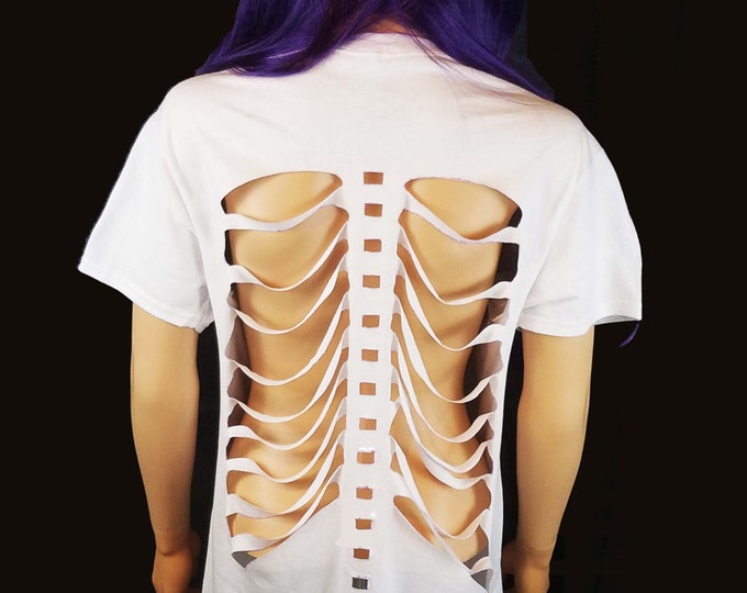 Rib Cage Cutout T Shirt / Halloween Ribcage Top - Etsy