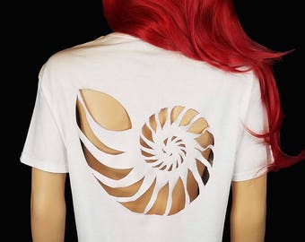 Seashell Cutout T Shirt / Mermaid Beach Cut Out Top | Etsy