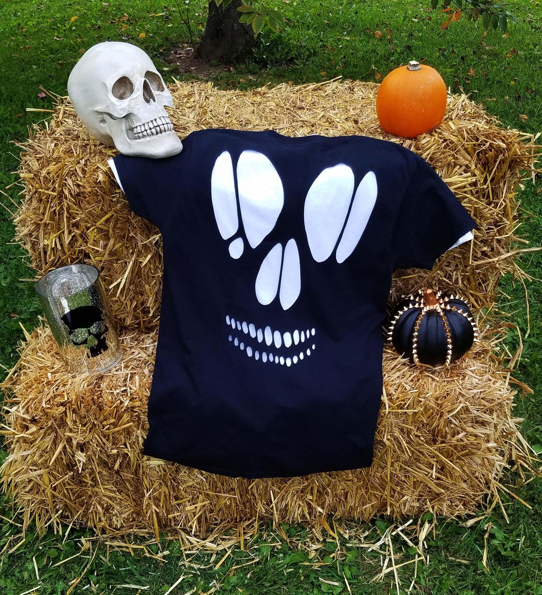 Skull Cut Out T Shirt / Halloween Ripped Skull Tee - Etsy
