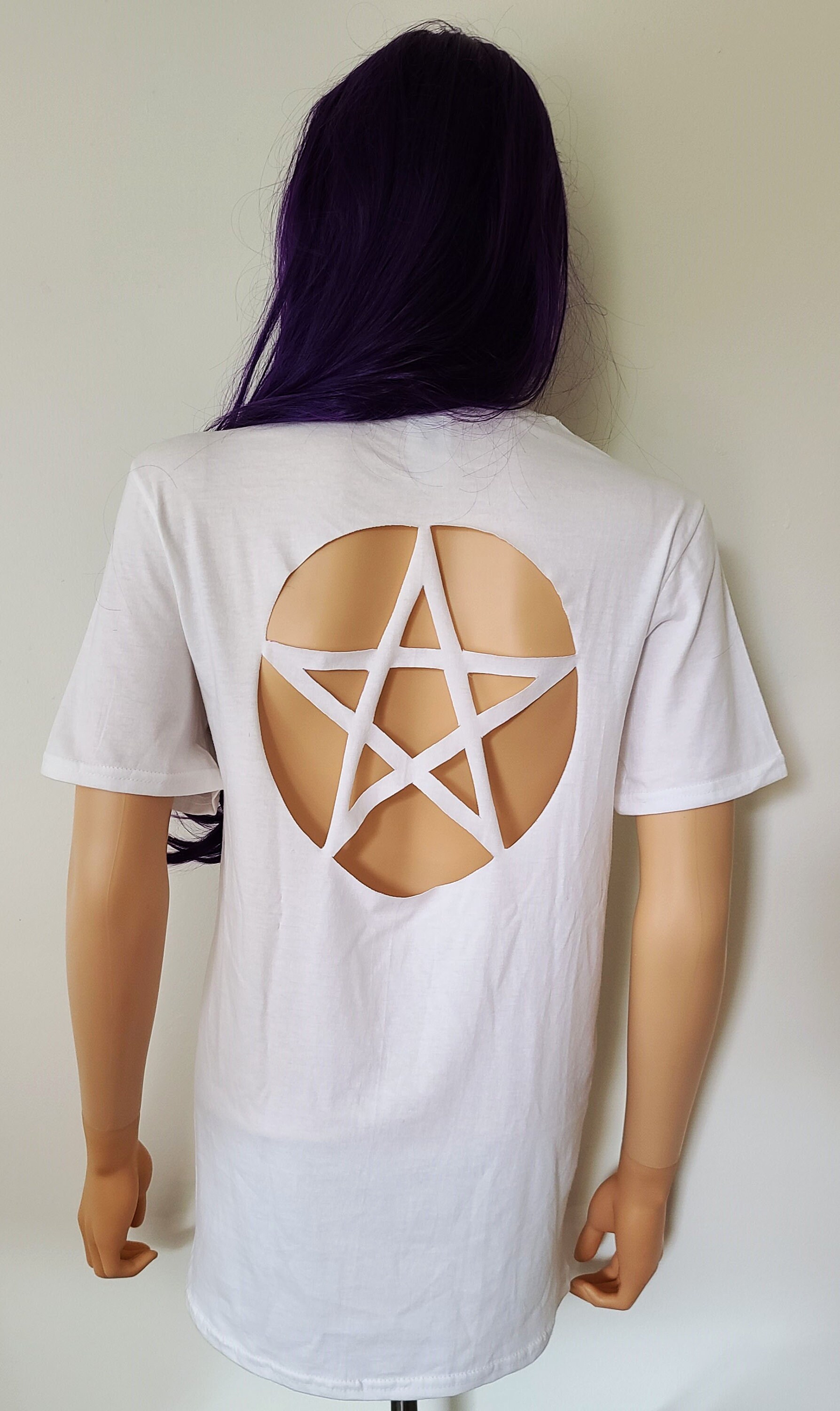 Pentacle Cut Out T Shirt / Wiccan Cutout Shirts / Witch Ripped | Etsy