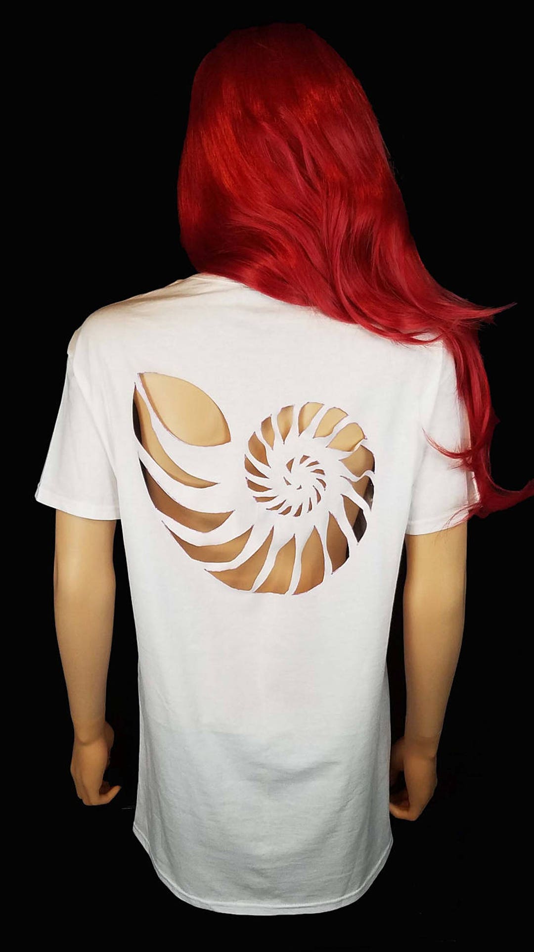 Nautilus Seashell Cutout T Shirt / Summer Mermaid Cut Out Top - Etsy